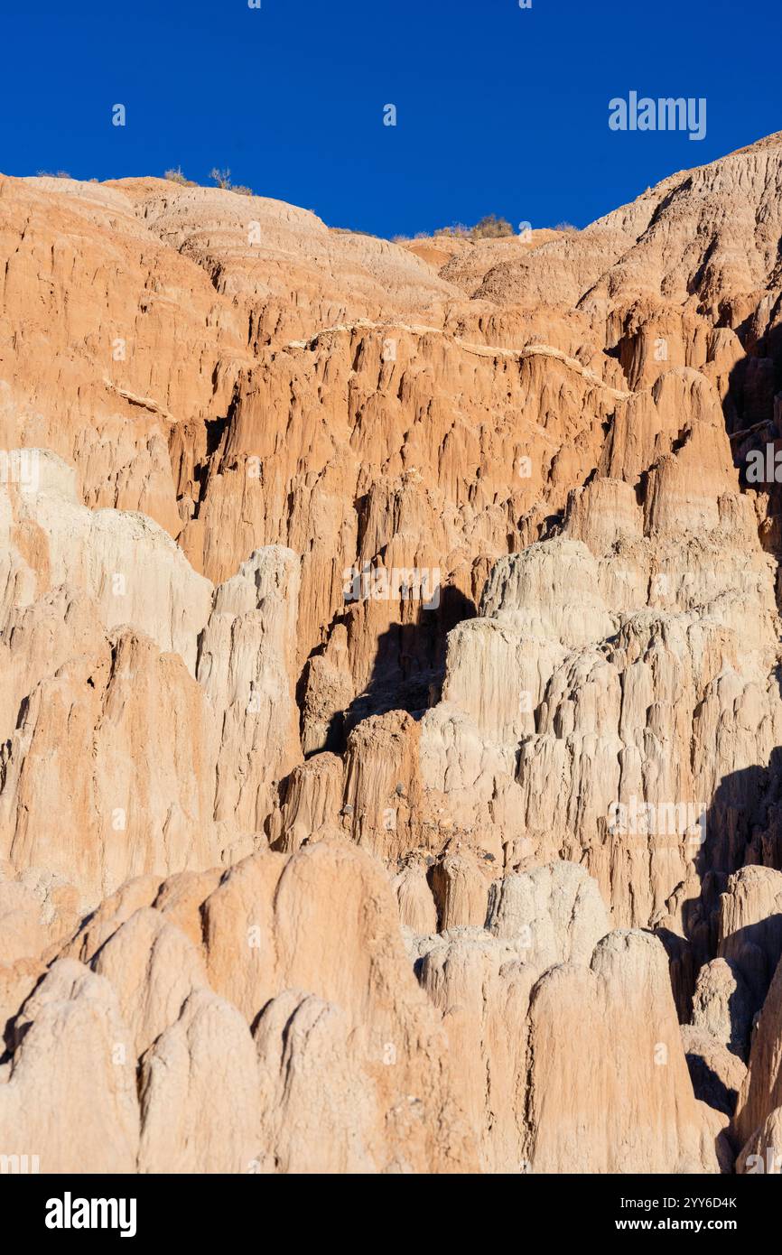 Photograph of eroded clay soils at Cathedral Gorge State Park during a ...