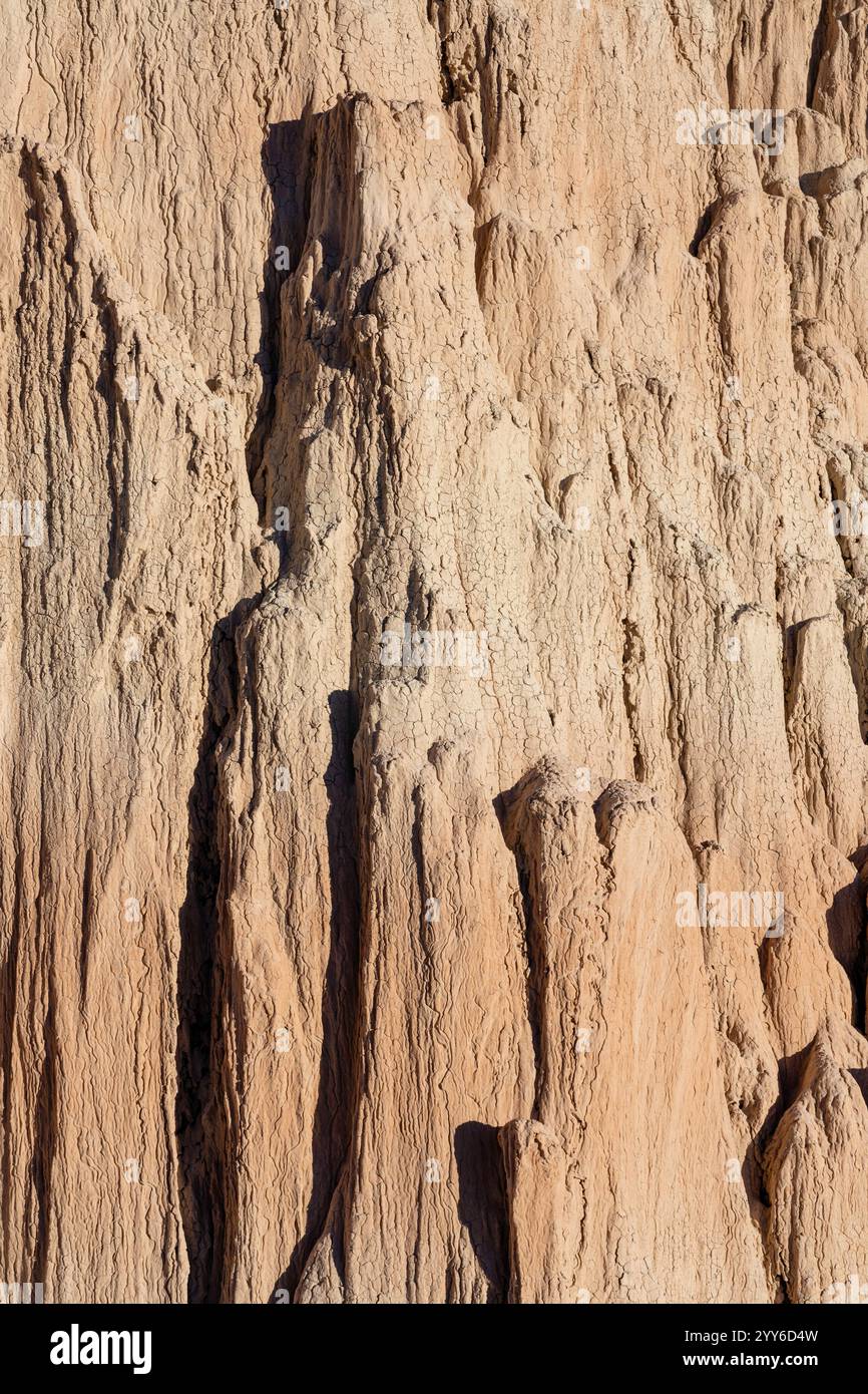 Photograph of eroded clay soils at Cathedral Gorge State Park during a ...