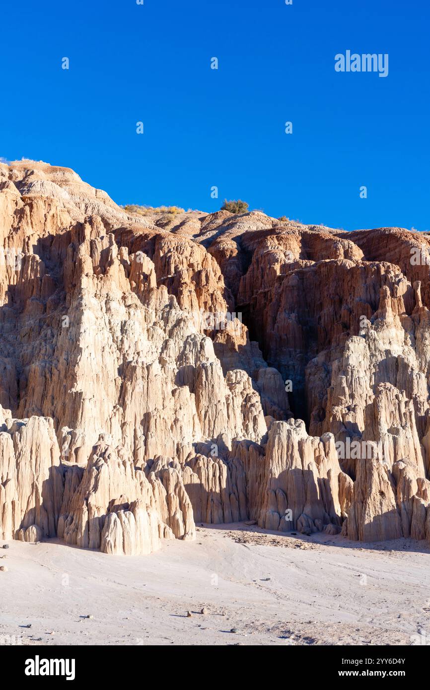Photograph of eroded clay soils at Cathedral Gorge State Park during a ...