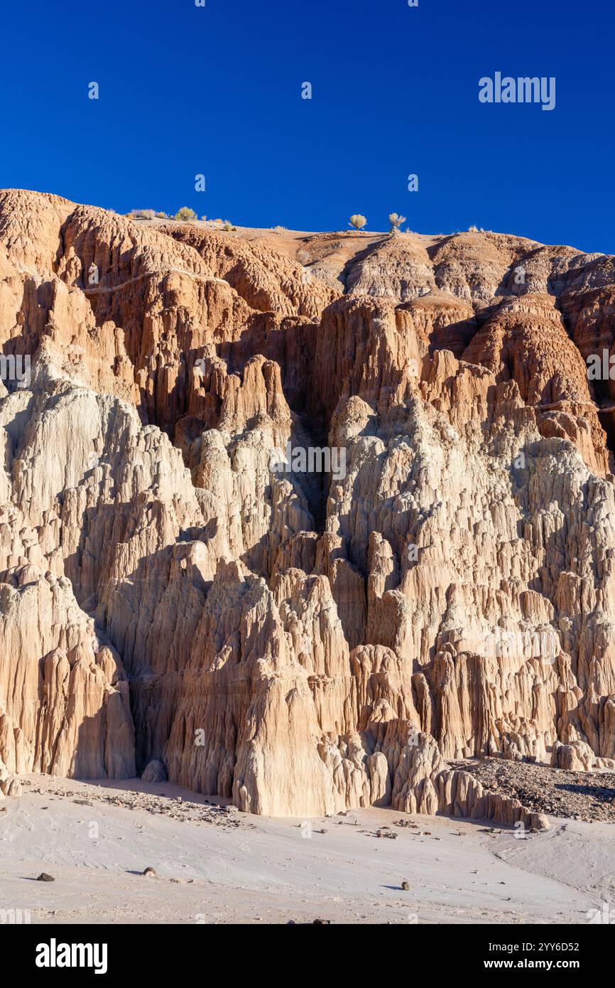 Photograph of eroded clay soils at Cathedral Gorge State Park during a ...