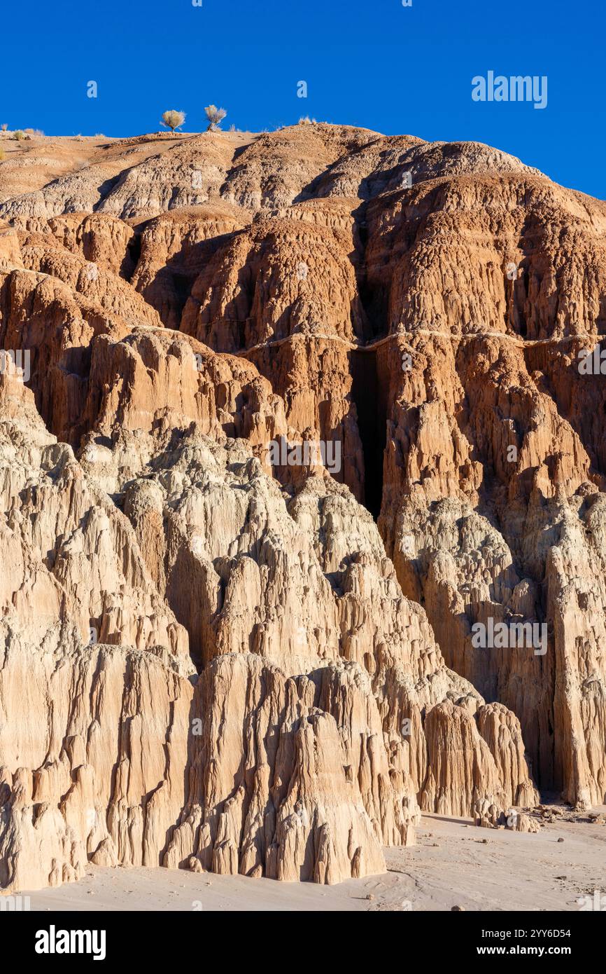 Photograph of eroded clay soils at Cathedral Gorge State Park during a ...