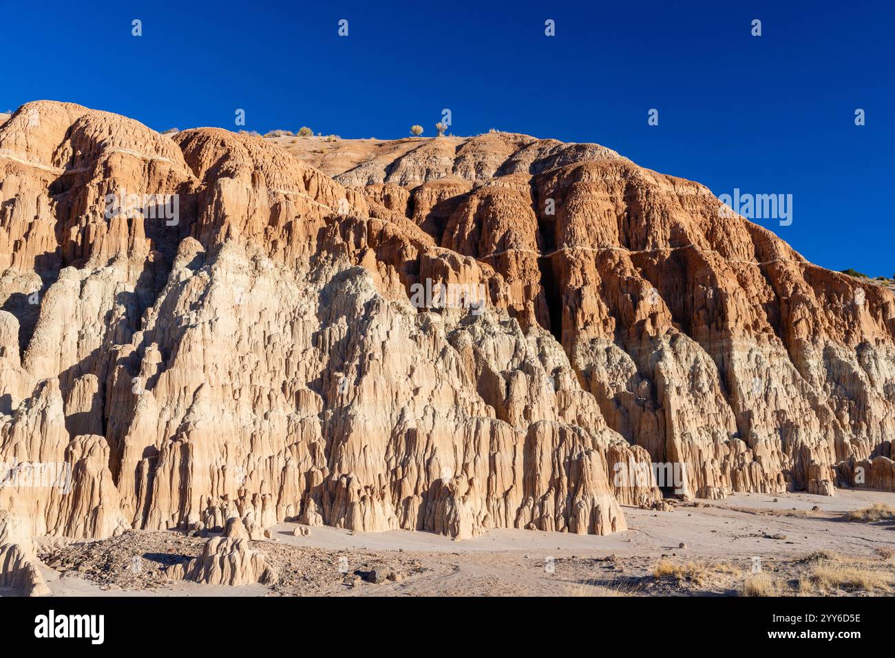 Photograph of eroded clay soils at Cathedral Gorge State Park during a ...