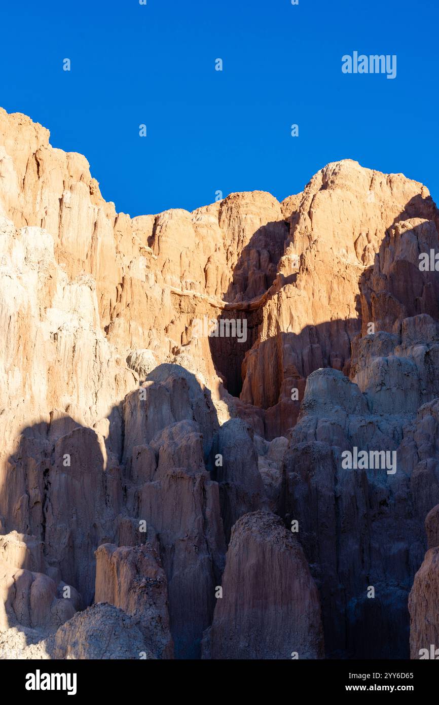 Photograph of eroded clay soils at Cathedral Gorge State Park during a ...