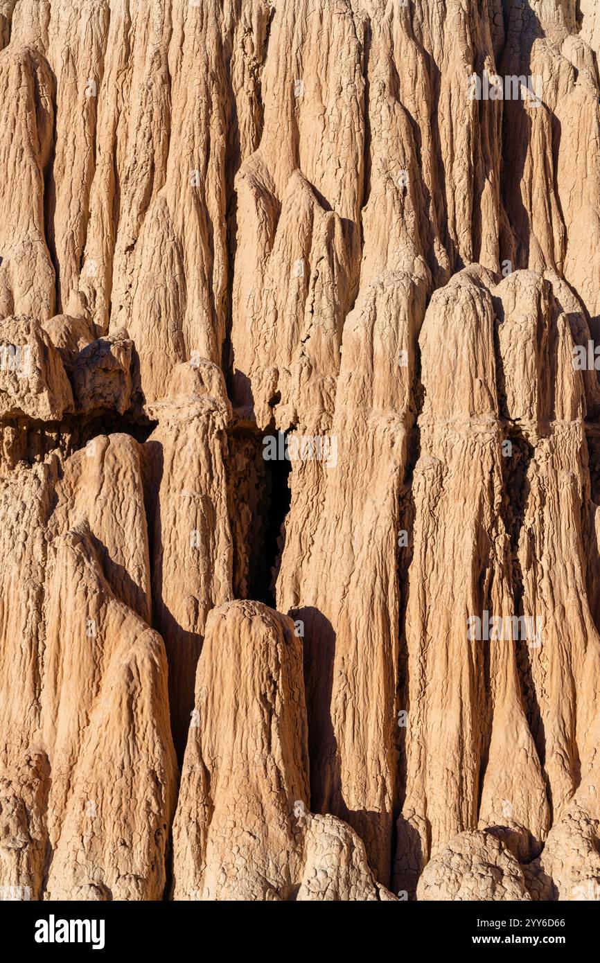 Photograph of eroded clay soils at Cathedral Gorge State Park during a ...