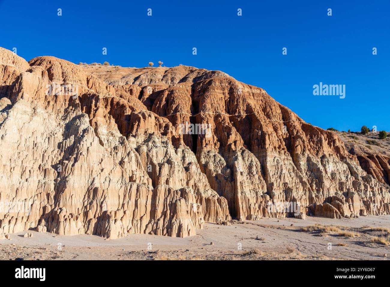 Photograph of eroded clay soils at Cathedral Gorge State Park during a ...