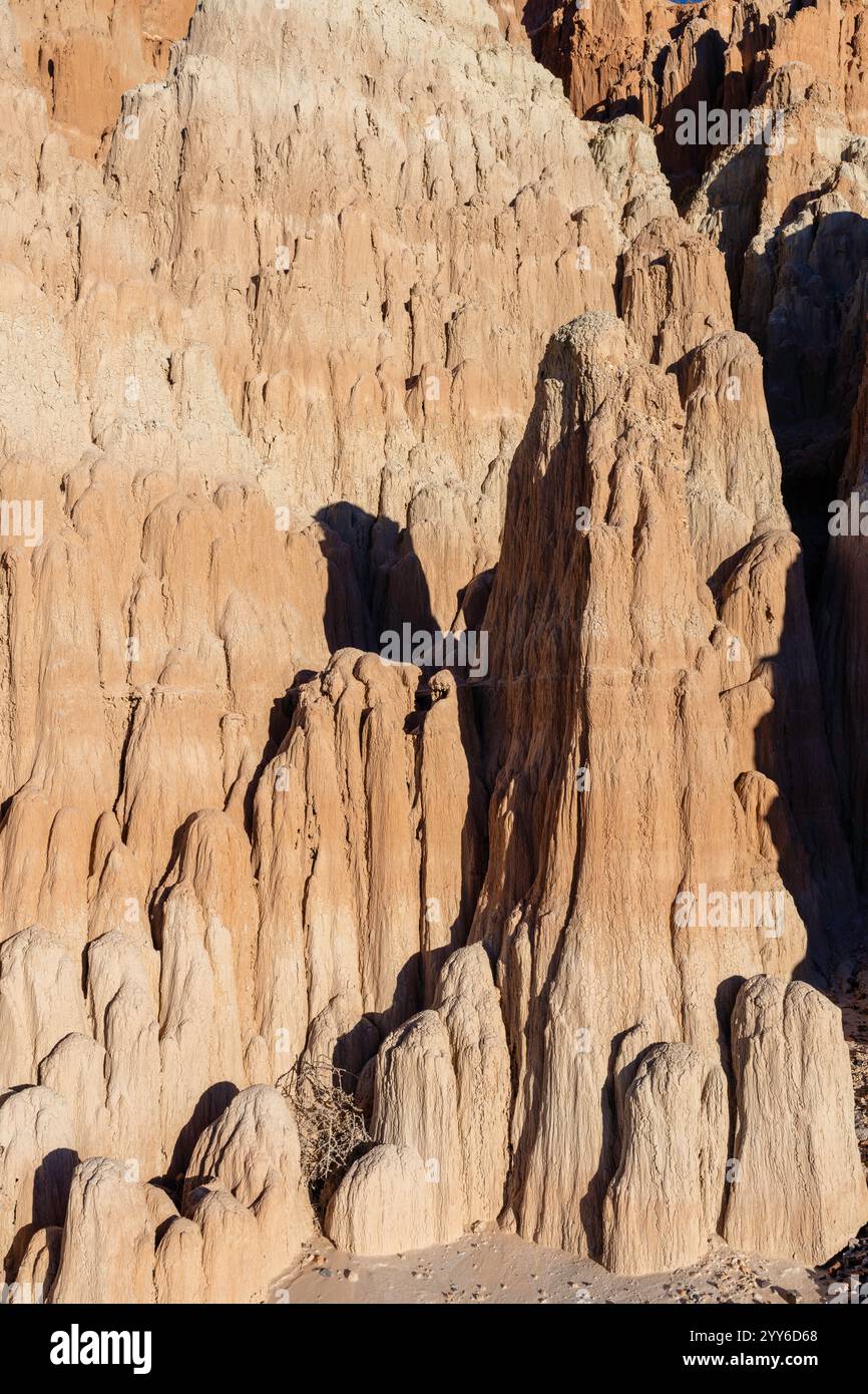 Photograph of eroded clay soils at Cathedral Gorge State Park during a ...