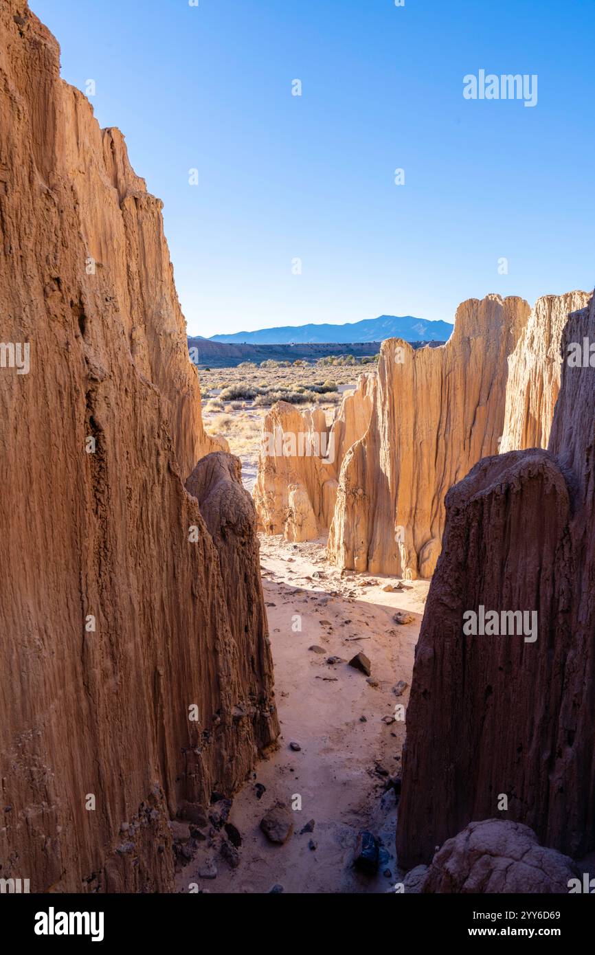 Photograph of eroded clay soils at Cathedral Gorge State Park during a ...