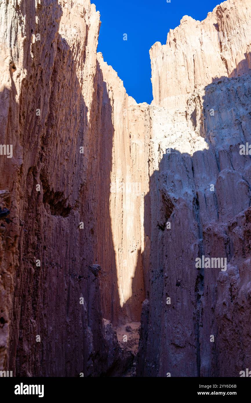 Photograph of eroded clay soils at Cathedral Gorge State Park during a ...