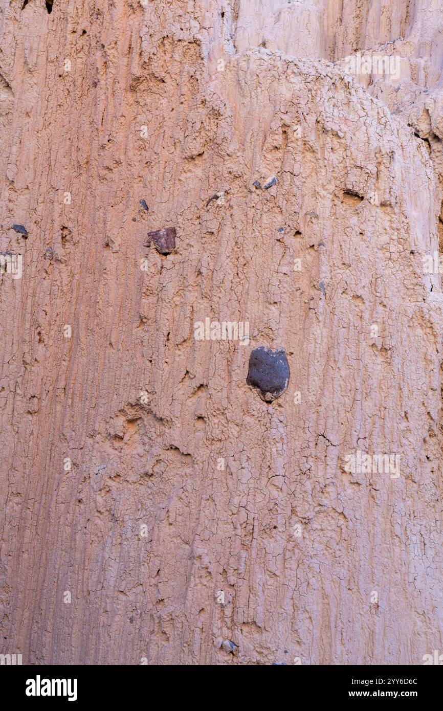Photograph of eroded clay soils at Cathedral Gorge State Park during a ...