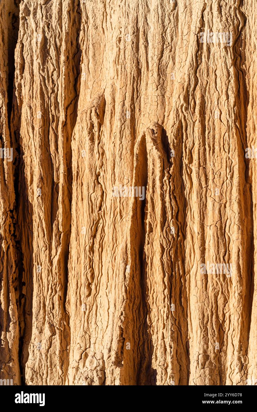 Photograph of eroded clay soils at Cathedral Gorge State Park during a ...