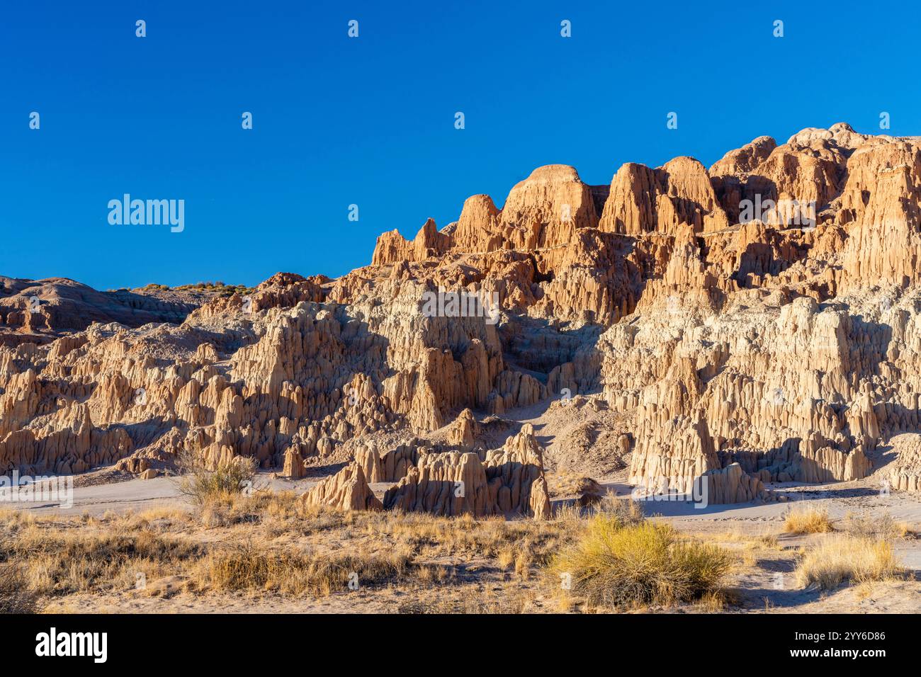 Photograph of eroded clay soils at Cathedral Gorge State Park during a ...