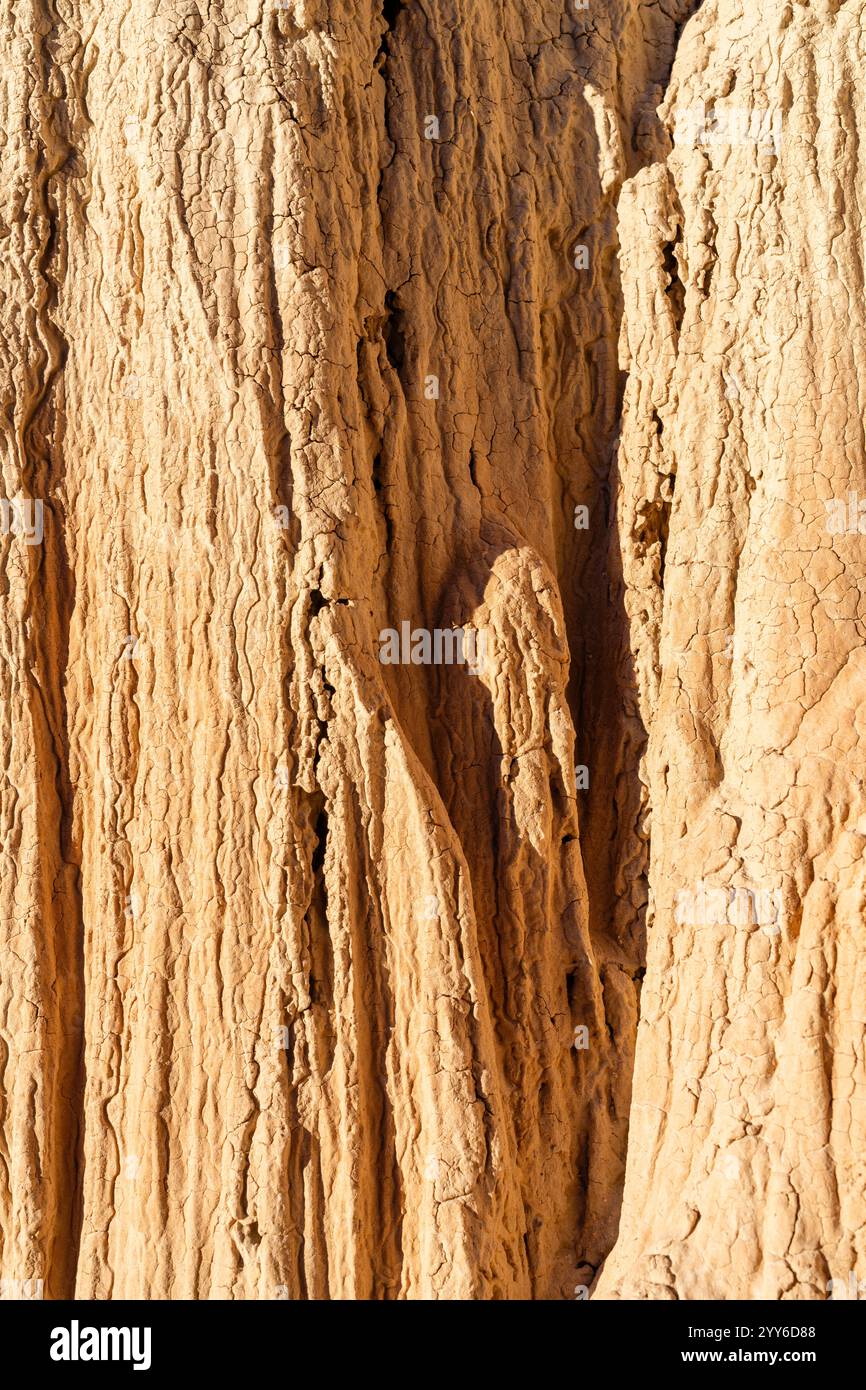 Photograph of eroded clay soils at Cathedral Gorge State Park during a ...