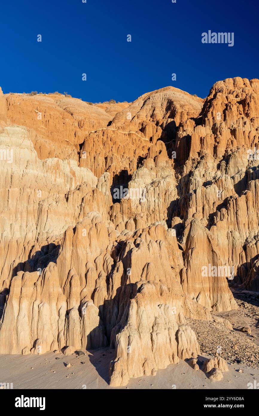 Photograph of eroded clay soils at Cathedral Gorge State Park during a ...