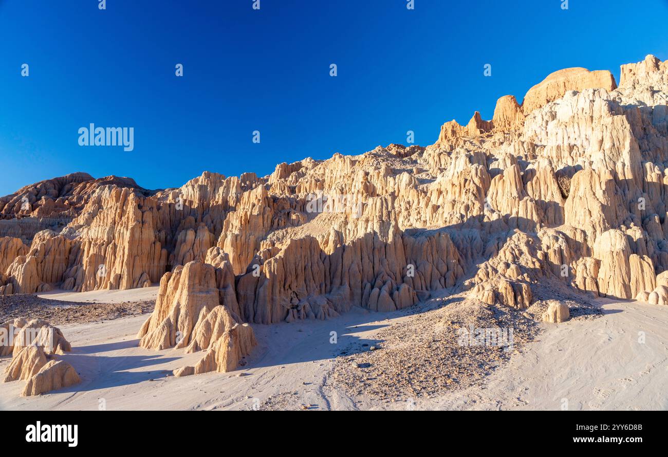 Photograph of eroded clay soils at Cathedral Gorge State Park during a ...