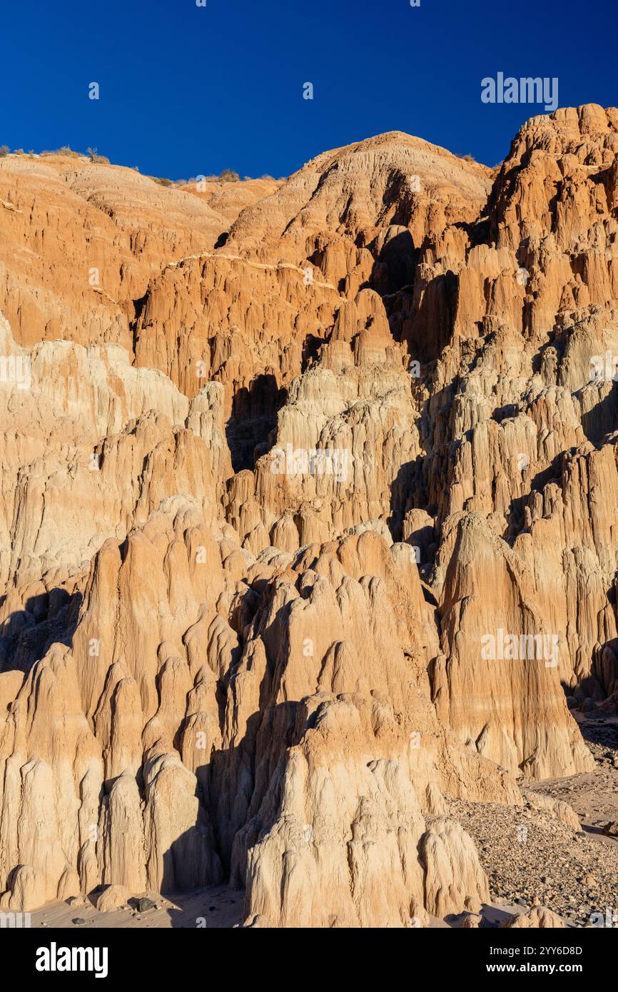Photograph of eroded clay soils at Cathedral Gorge State Park during a ...