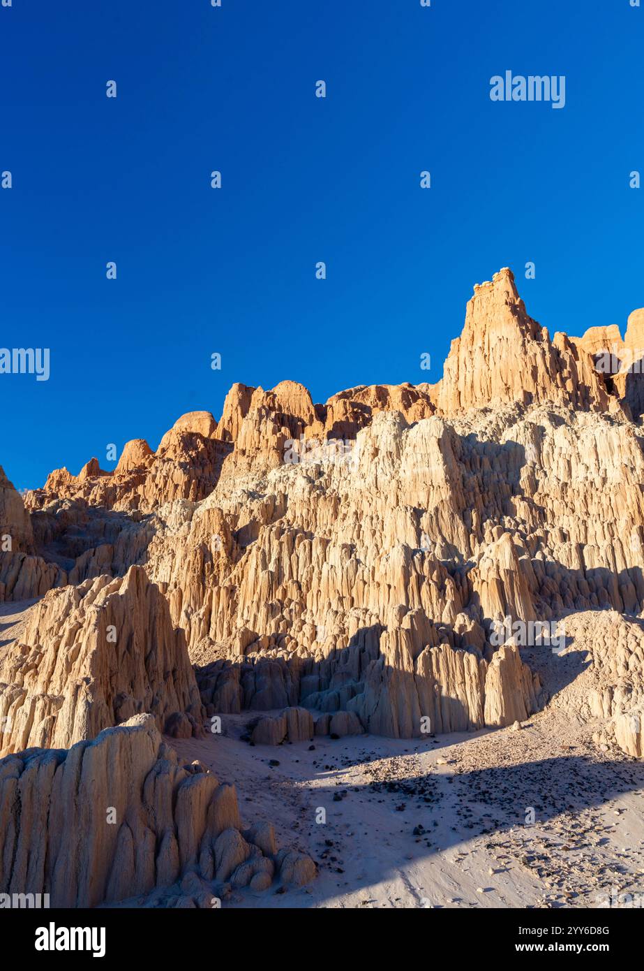 Photograph of eroded clay soils at Cathedral Gorge State Park during a ...
