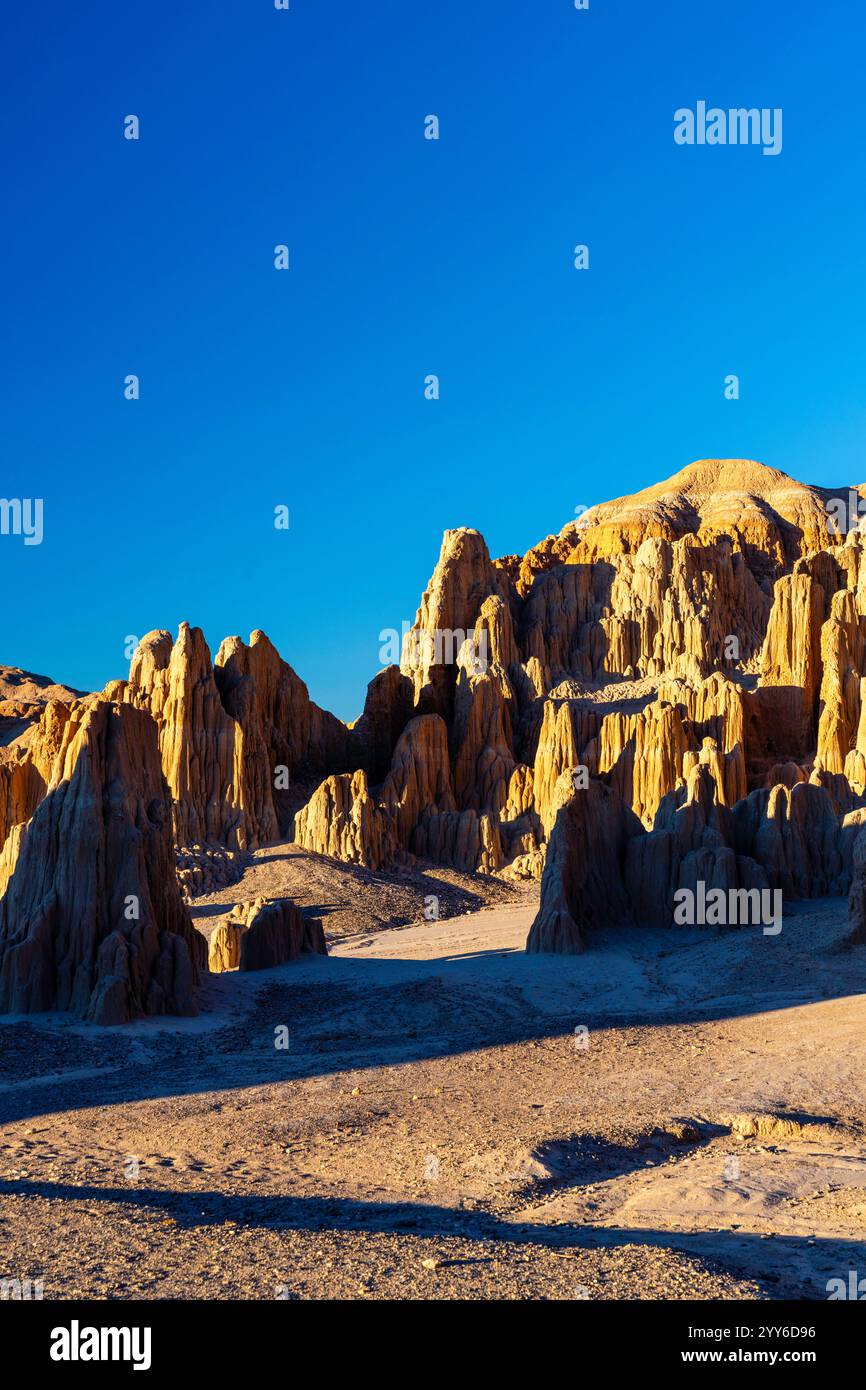 Photograph of eroded clay soils at Cathedral Gorge State Park during a ...
