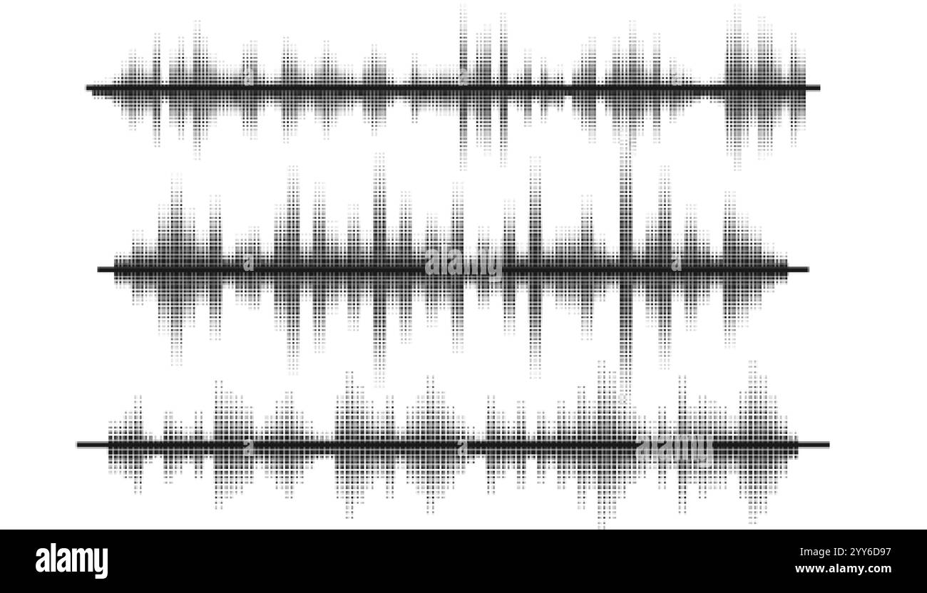 music sound wave equalizer frequency pattern design set Stock Vector ...