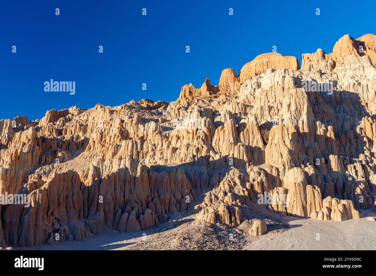Photograph of eroded clay soils at Cathedral Gorge State Park during a ...