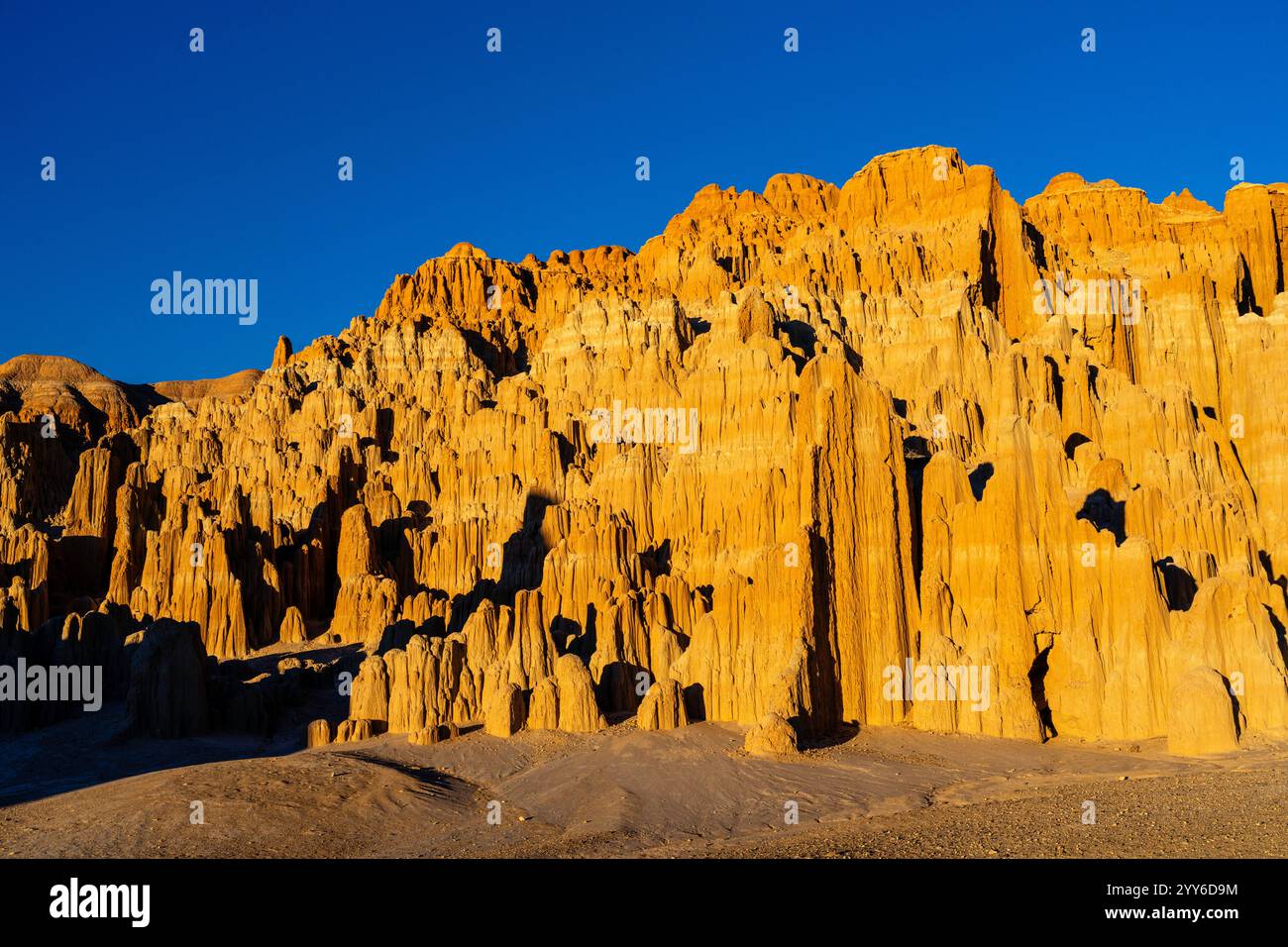 Photograph of eroded clay soils at Cathedral Gorge State Park during a ...