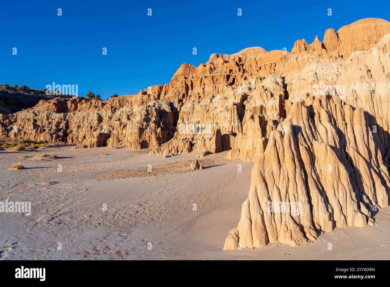 Photograph of eroded clay soils at Cathedral Gorge State Park during a ...