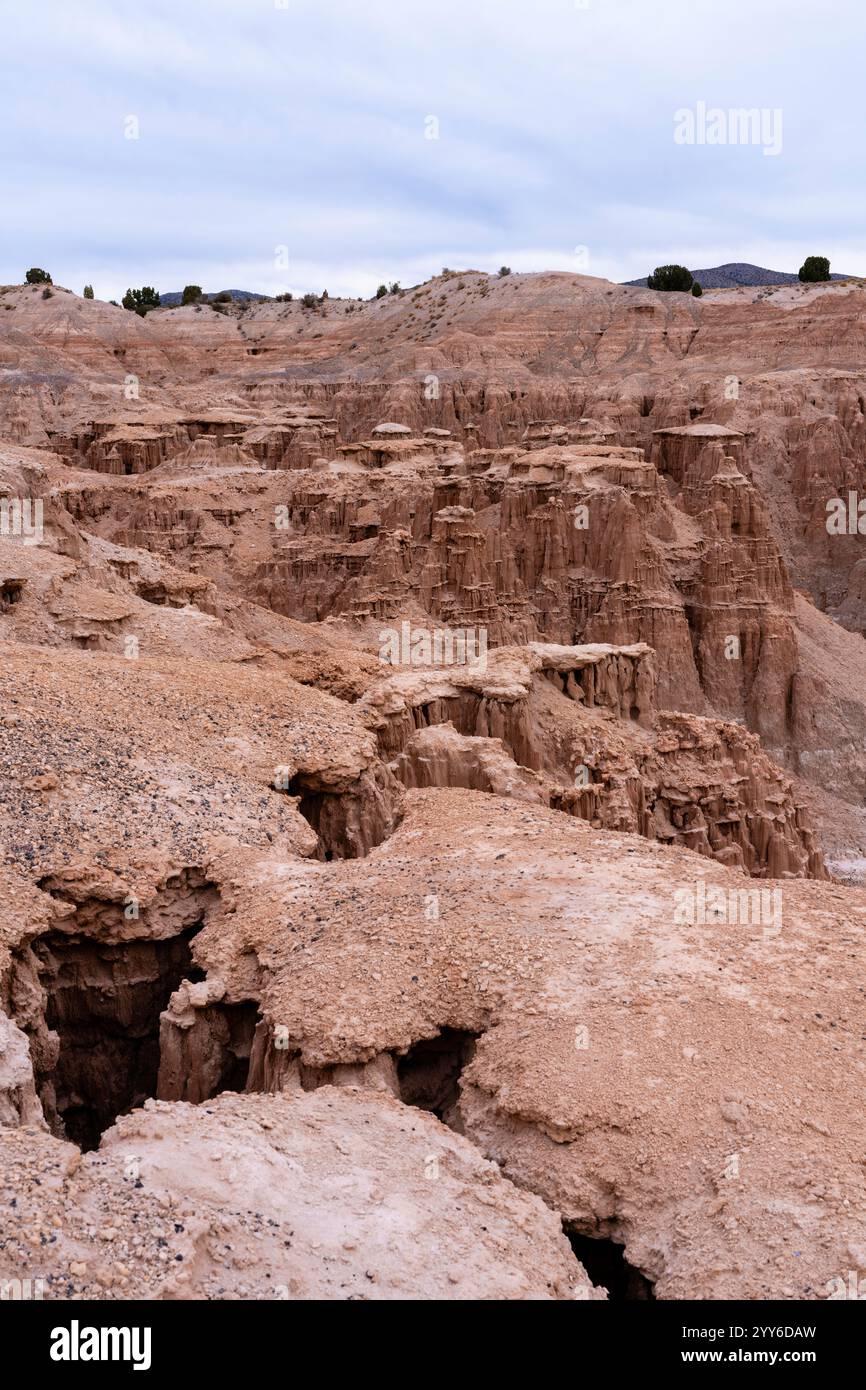 Photograph of eroded clay soils at Cathedral Gorge State Park during an ...