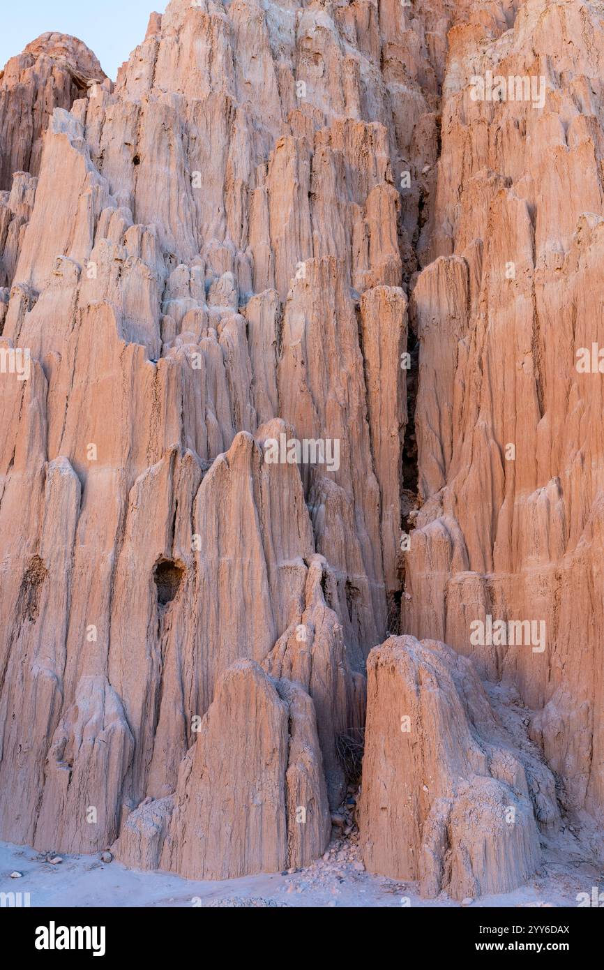 Photograph of eroded clay soils at Cathedral Gorge State Park during a ...