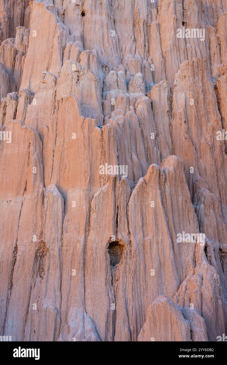 Photograph of eroded clay soils at Cathedral Gorge State Park during a ...