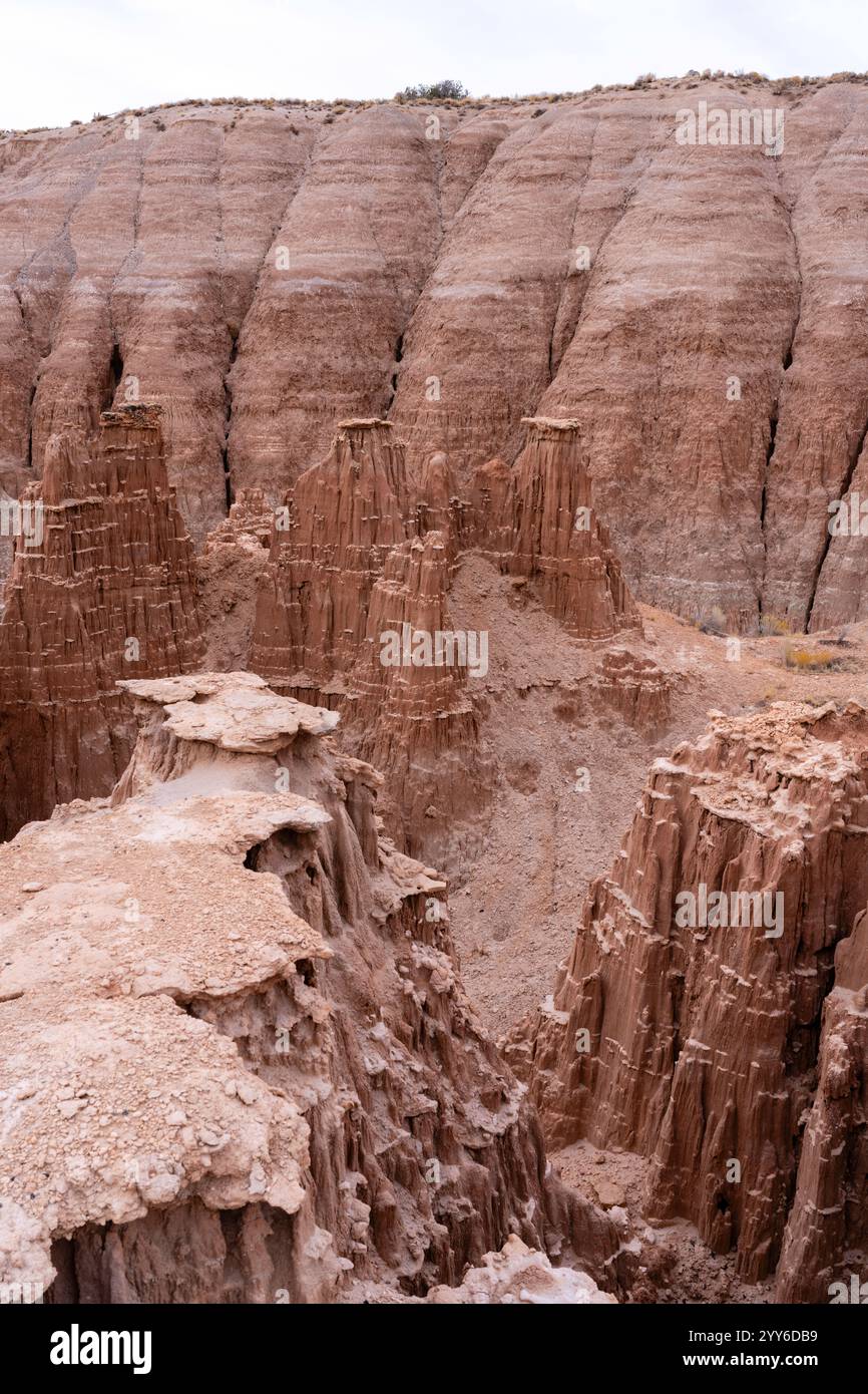 Photograph of eroded clay soils at Cathedral Gorge State Park during an ...