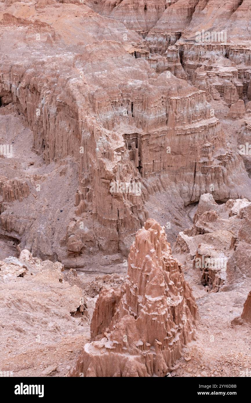 Photograph of eroded clay soils at Cathedral Gorge State Park during an ...