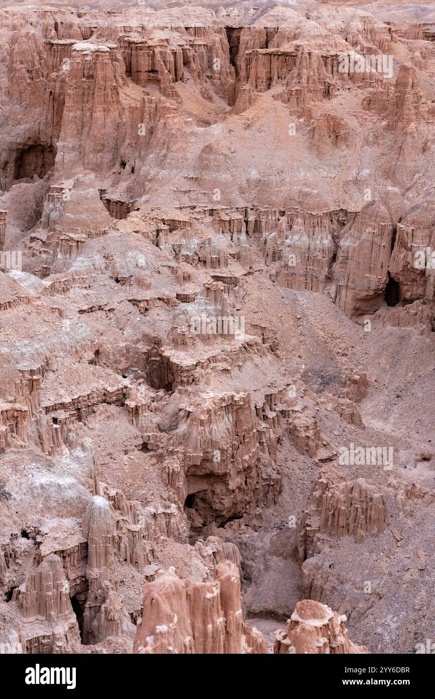 Photograph of eroded clay soils at Cathedral Gorge State Park during an ...