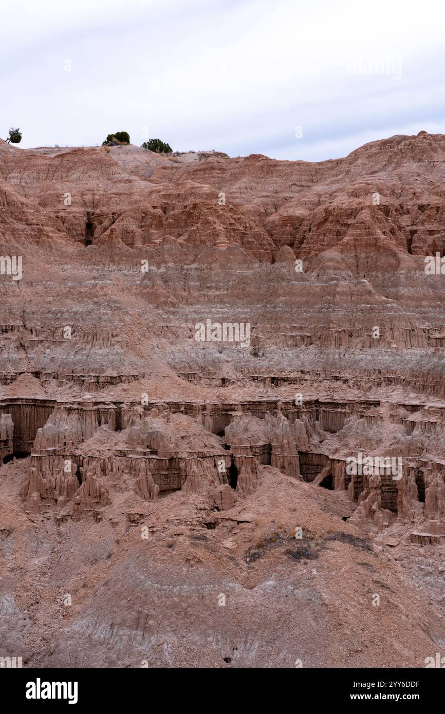 Photograph of eroded clay soils at Cathedral Gorge State Park during an ...