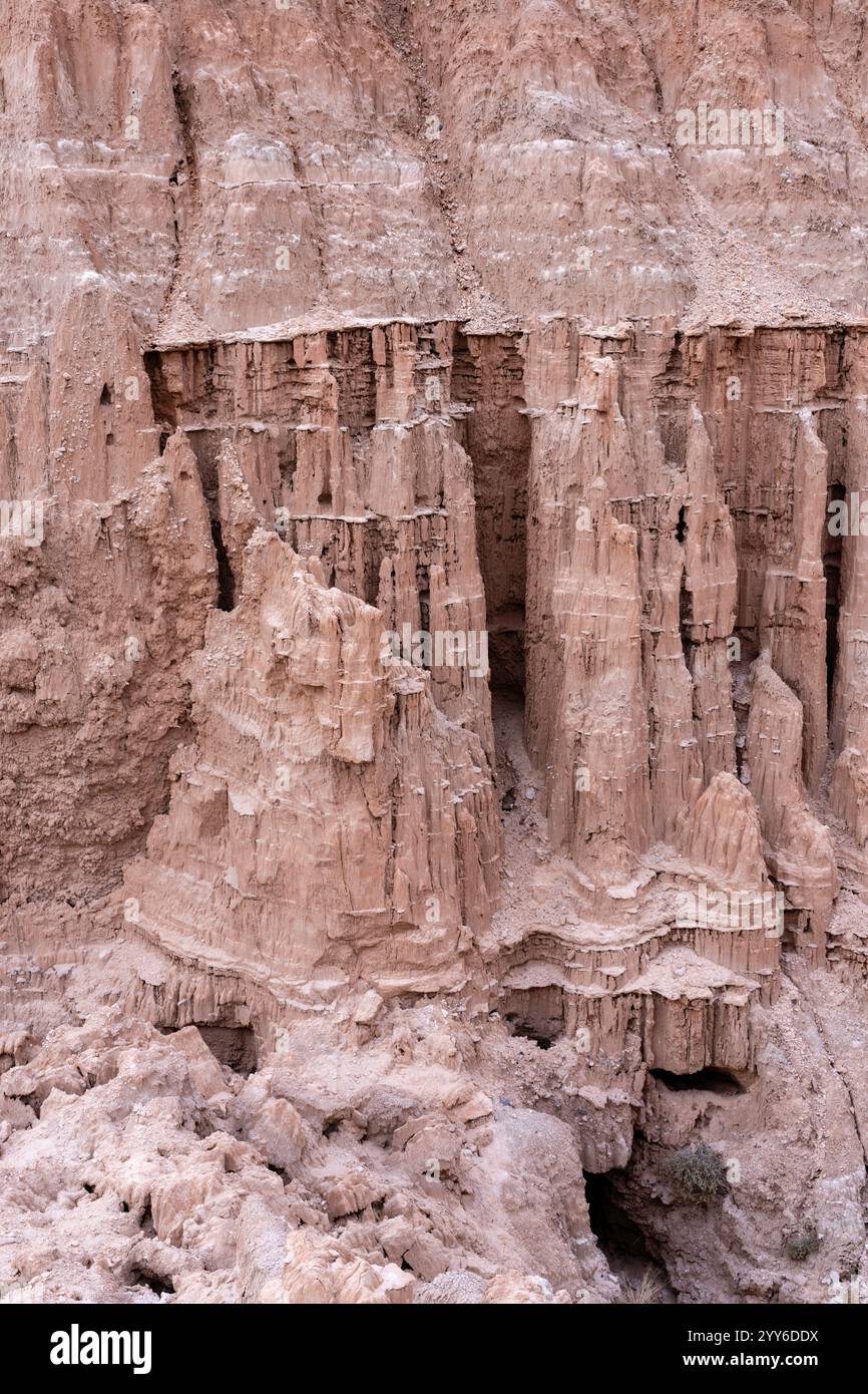 Photograph of eroded clay soils at Cathedral Gorge State Park during an ...