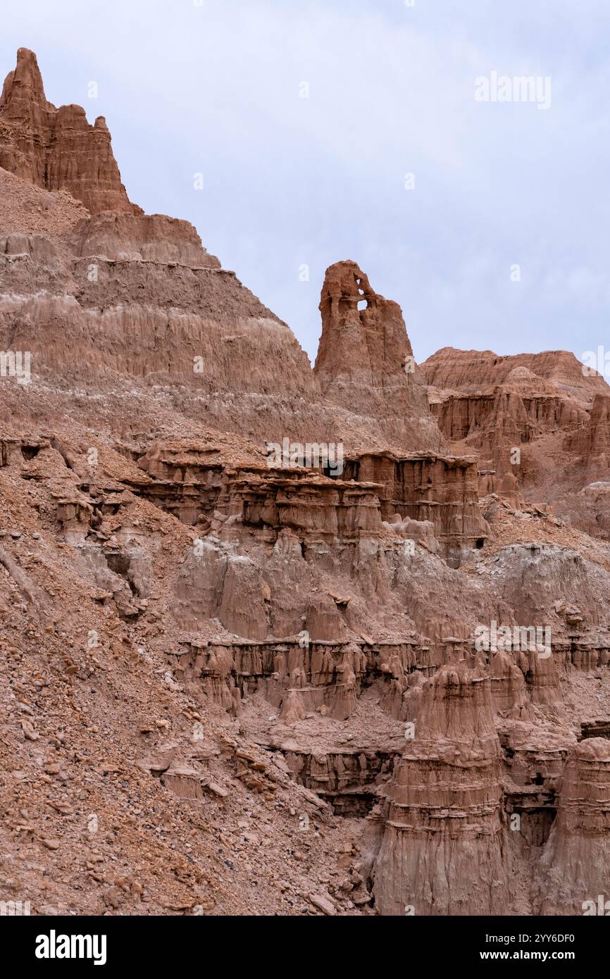 Photograph of eroded clay soils at Cathedral Gorge State Park during an ...