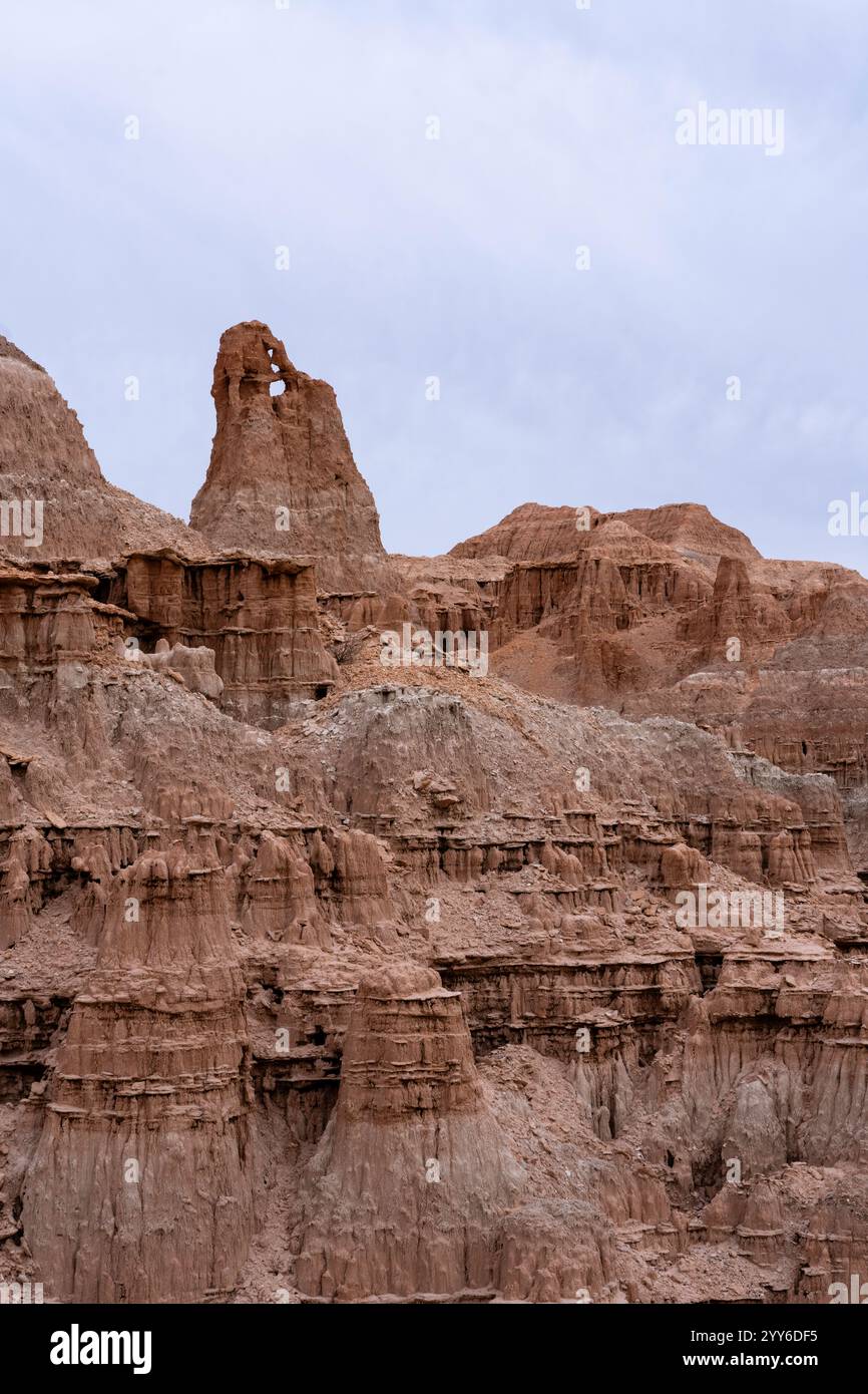 Photograph of eroded clay soils at Cathedral Gorge State Park during an ...