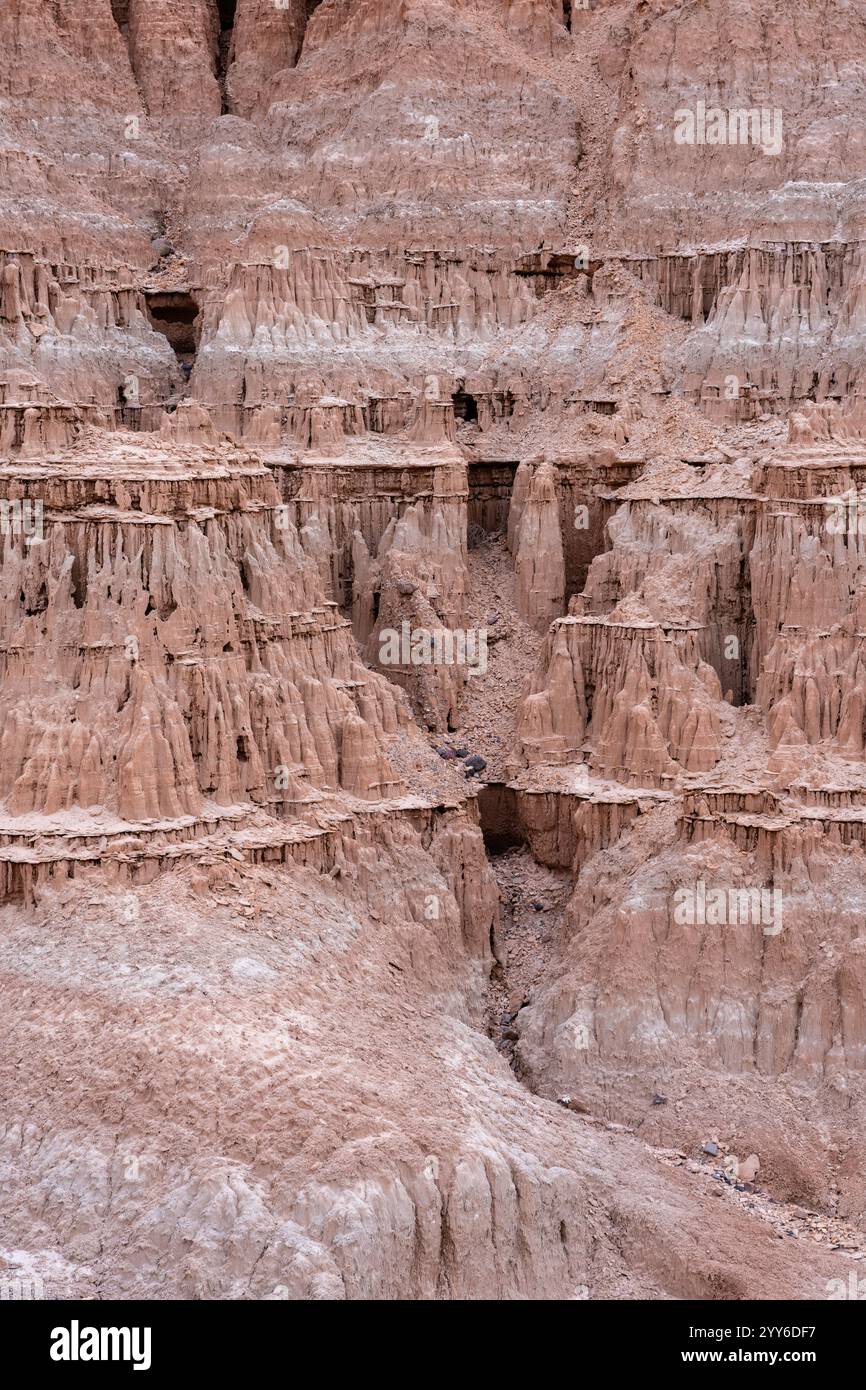 Photograph of eroded clay soils at Cathedral Gorge State Park during an ...