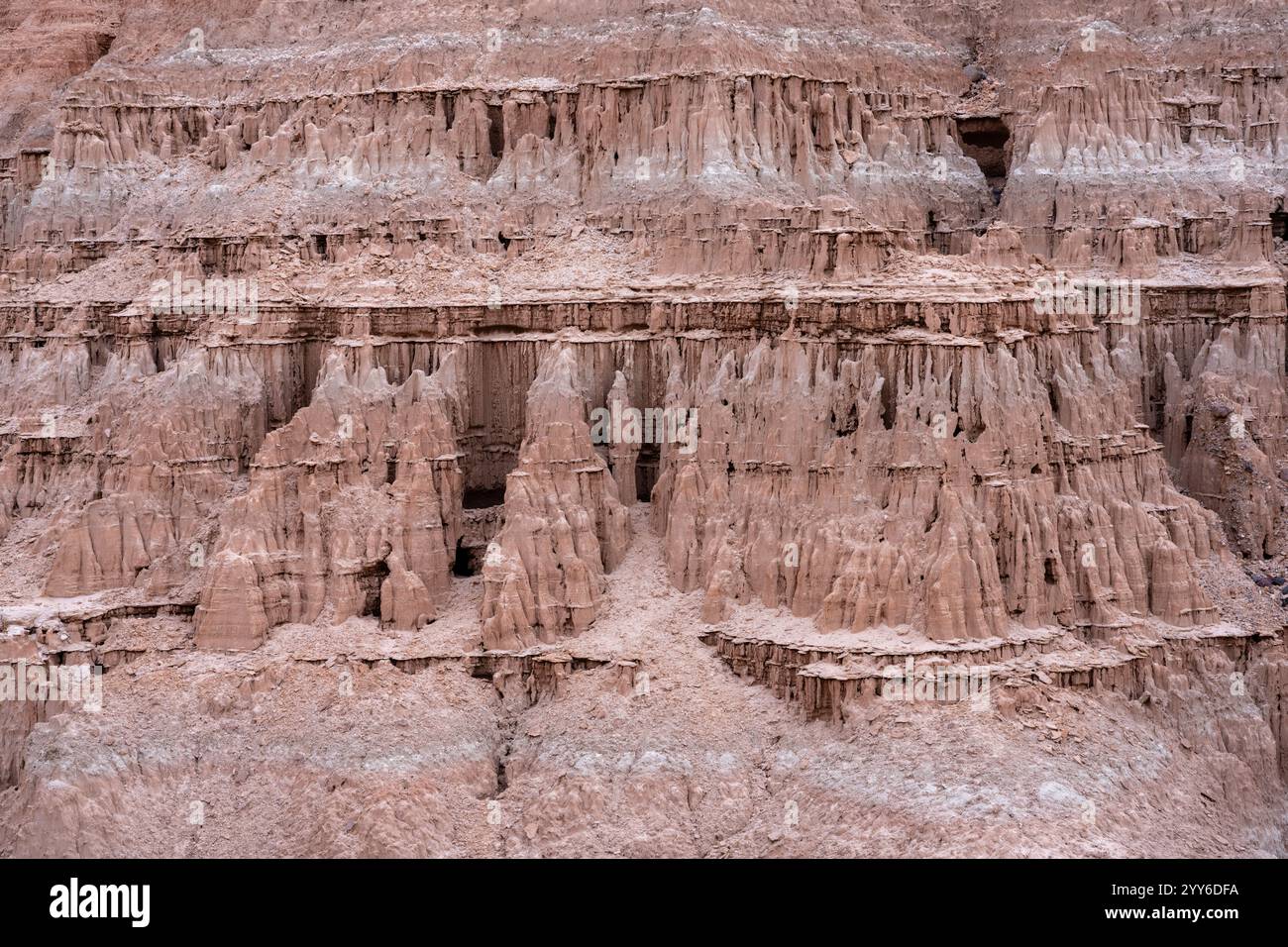 Photograph of eroded clay soils at Cathedral Gorge State Park during an ...