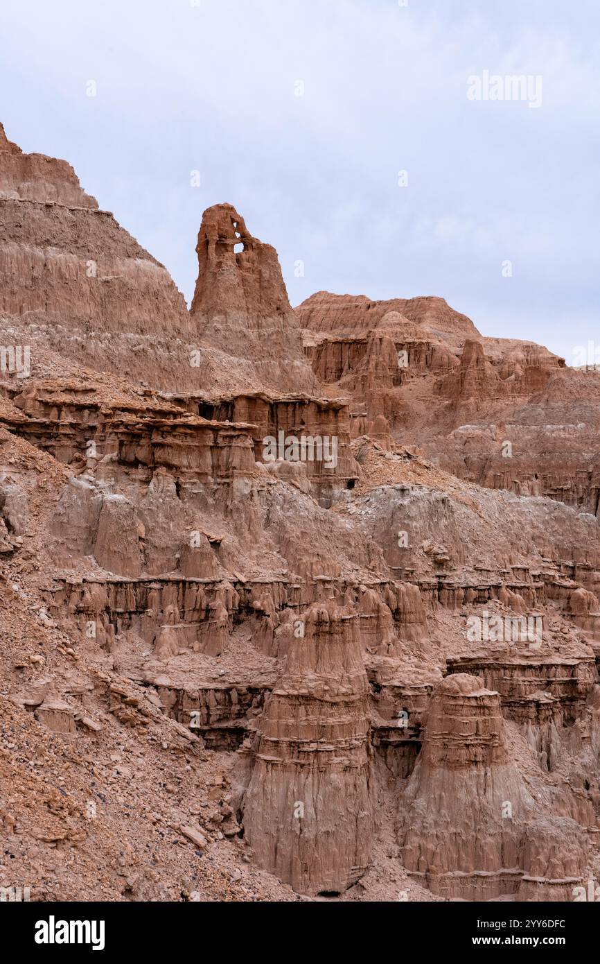 Photograph of eroded clay soils at Cathedral Gorge State Park during an ...