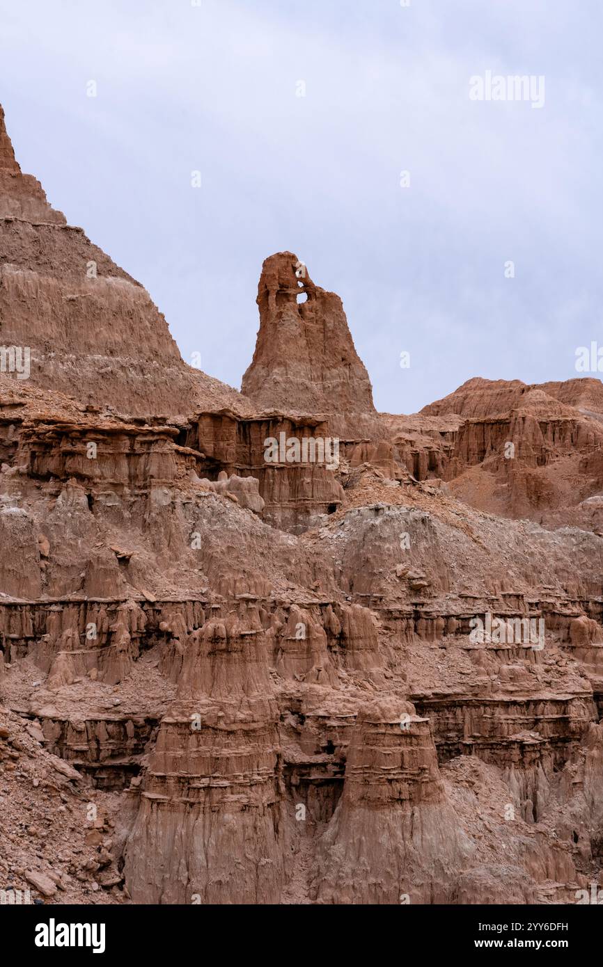 Photograph of eroded clay soils at Cathedral Gorge State Park during an ...