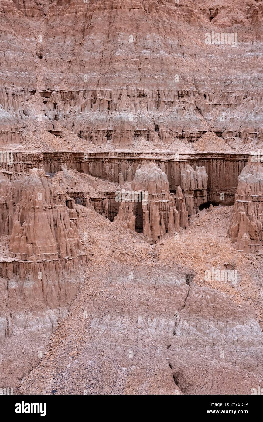 Photograph of eroded clay soils at Cathedral Gorge State Park during an ...