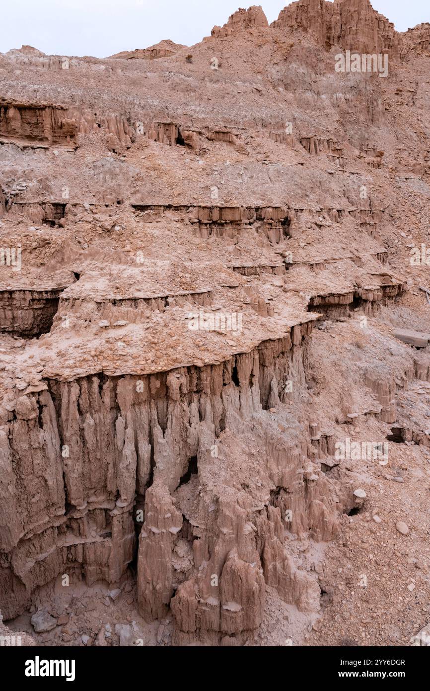 Photograph of eroded clay soils at Cathedral Gorge State Park during an ...
