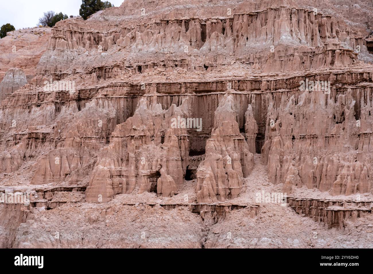 Photograph of eroded clay soils at Cathedral Gorge State Park during an ...