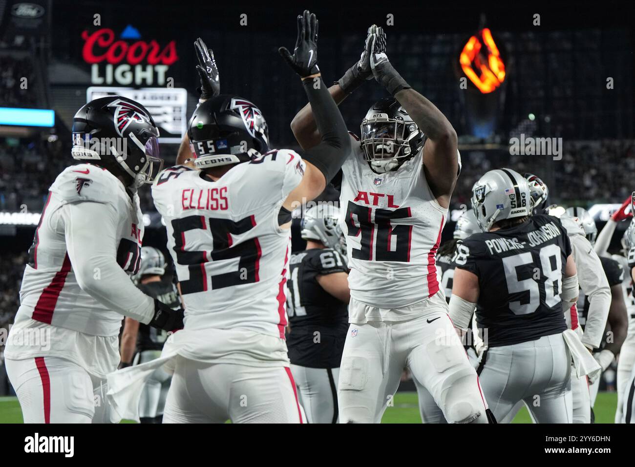 Atlanta Falcons defensive end Zach Harrison (96) celebrates against the ...
