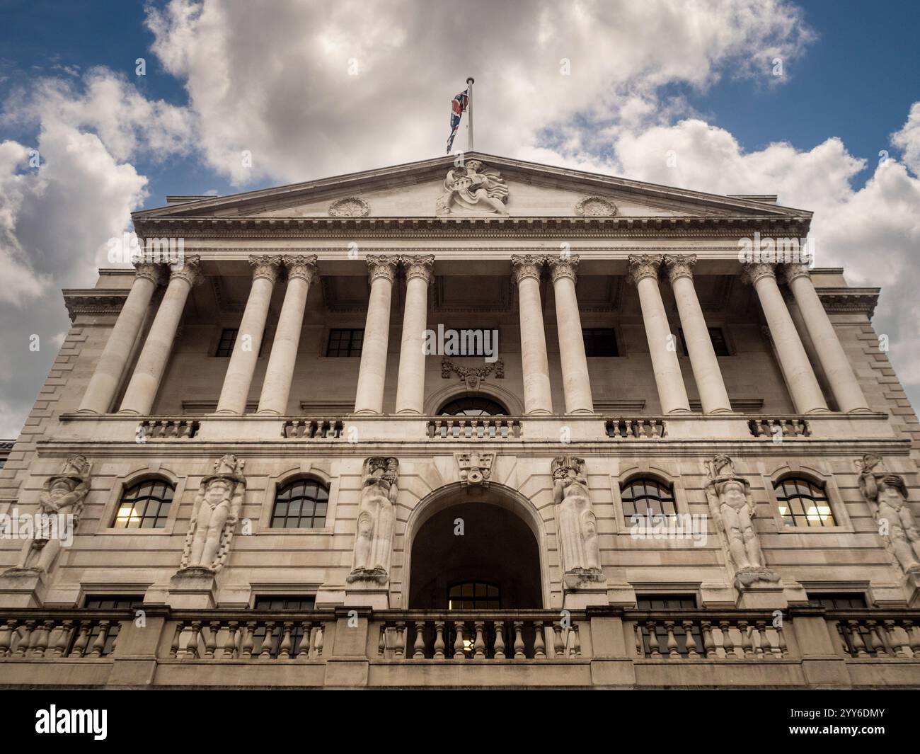 Bank of England exterior façade with cloudy sky. London. UK Stock Photo ...