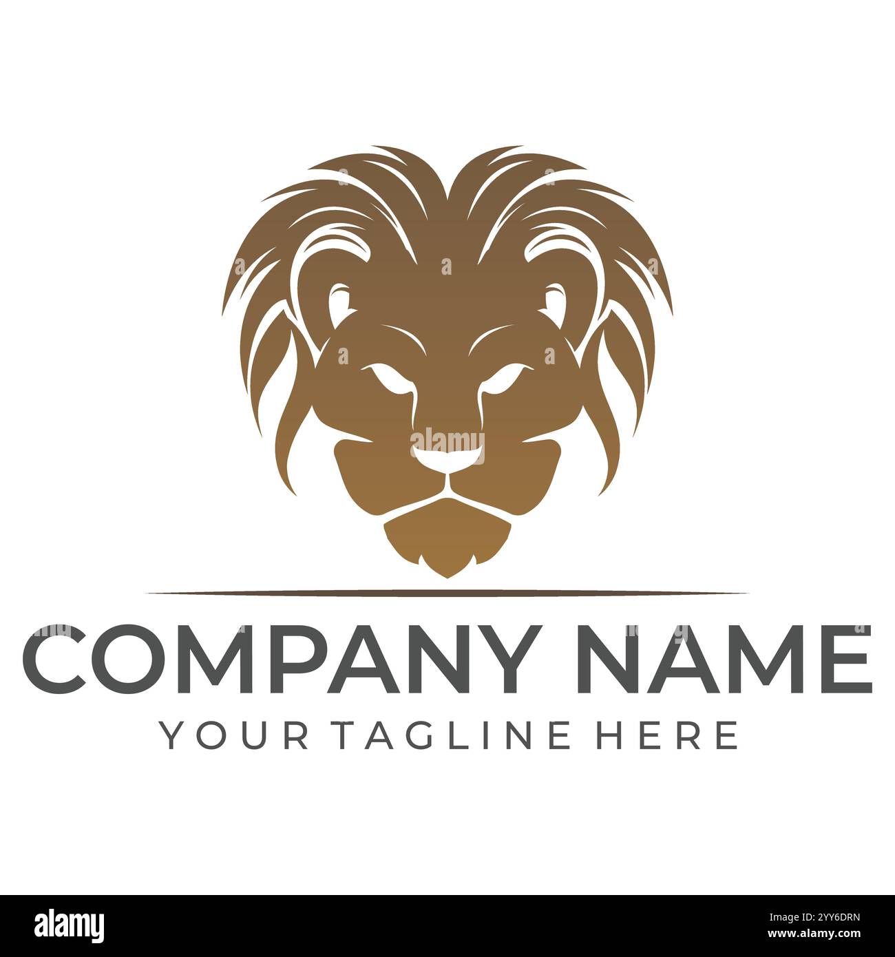 Brown lion head illustration logo design Stock Vector Image & Art - Alamy