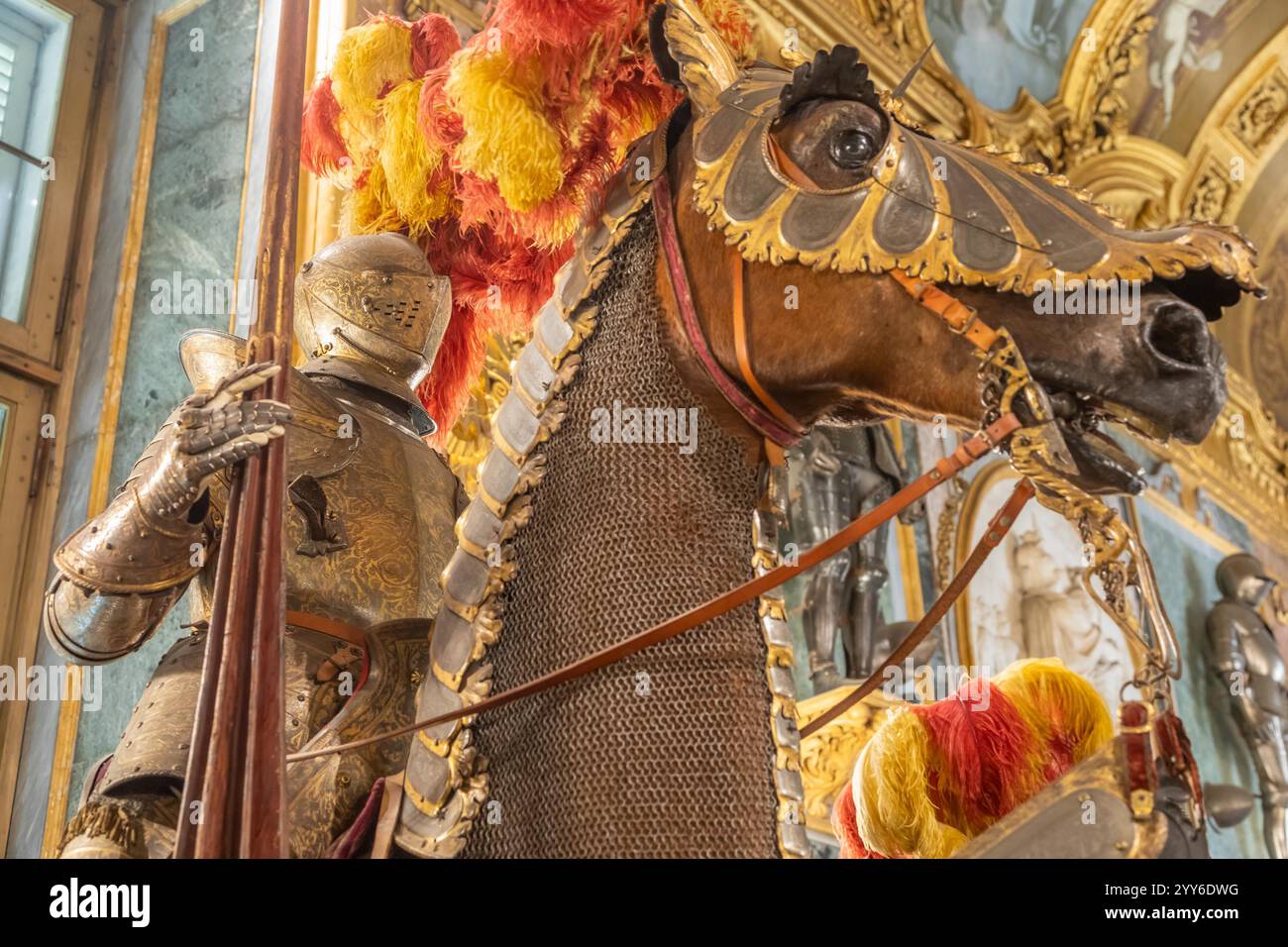 Turin, Italy - 22 August 2023. Royal Armoury Museum, collection of 16th ...