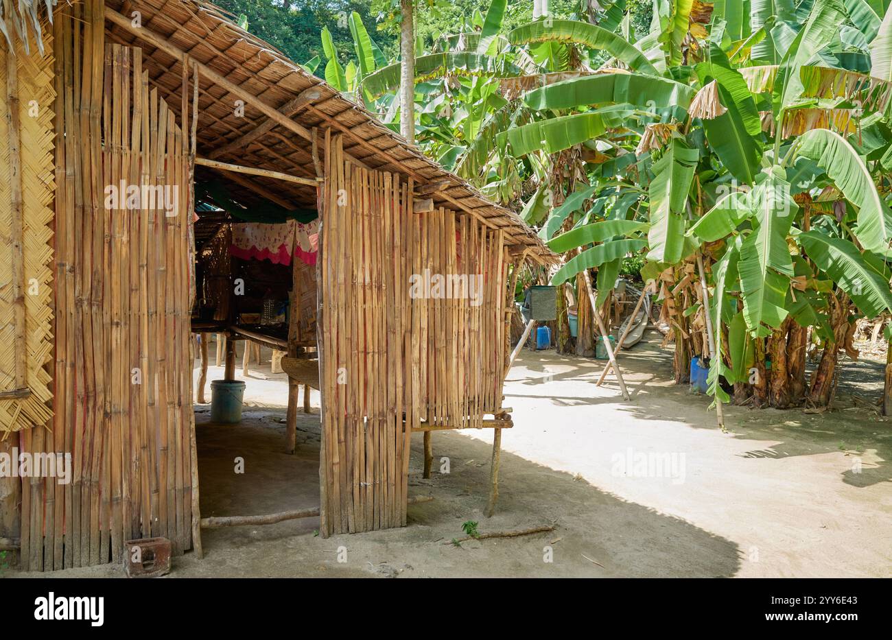 Bamboo hut in a village on a small island in the Philippines Stock ...