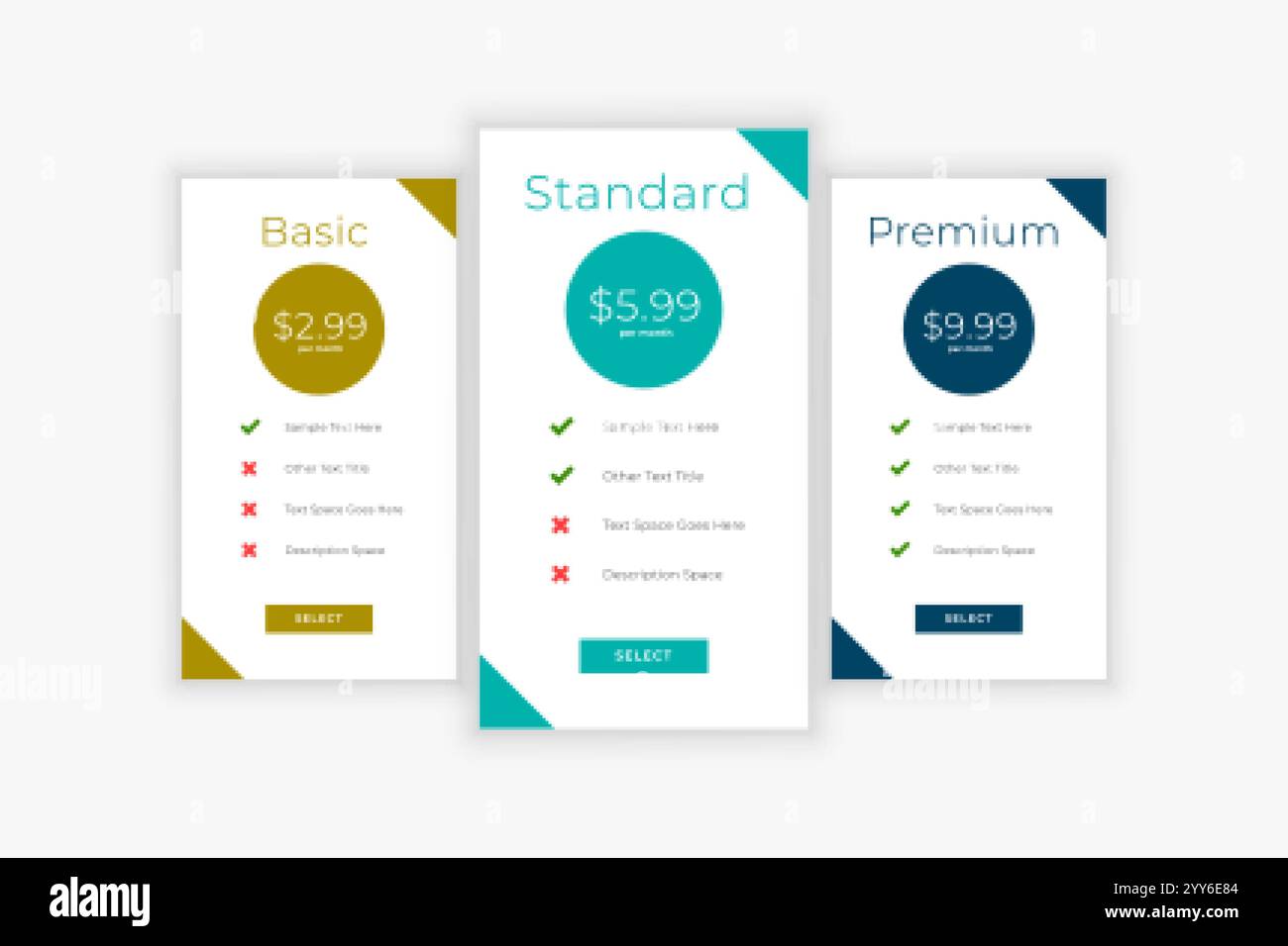 Pricing table tariff comparison list Cut Out Stock Images & Pictures ...
