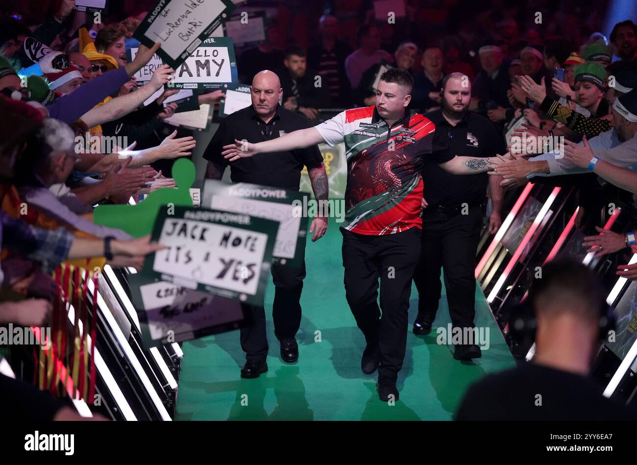 Nick Kenny walks out ahead of his first round match against Stowe Buntz ...