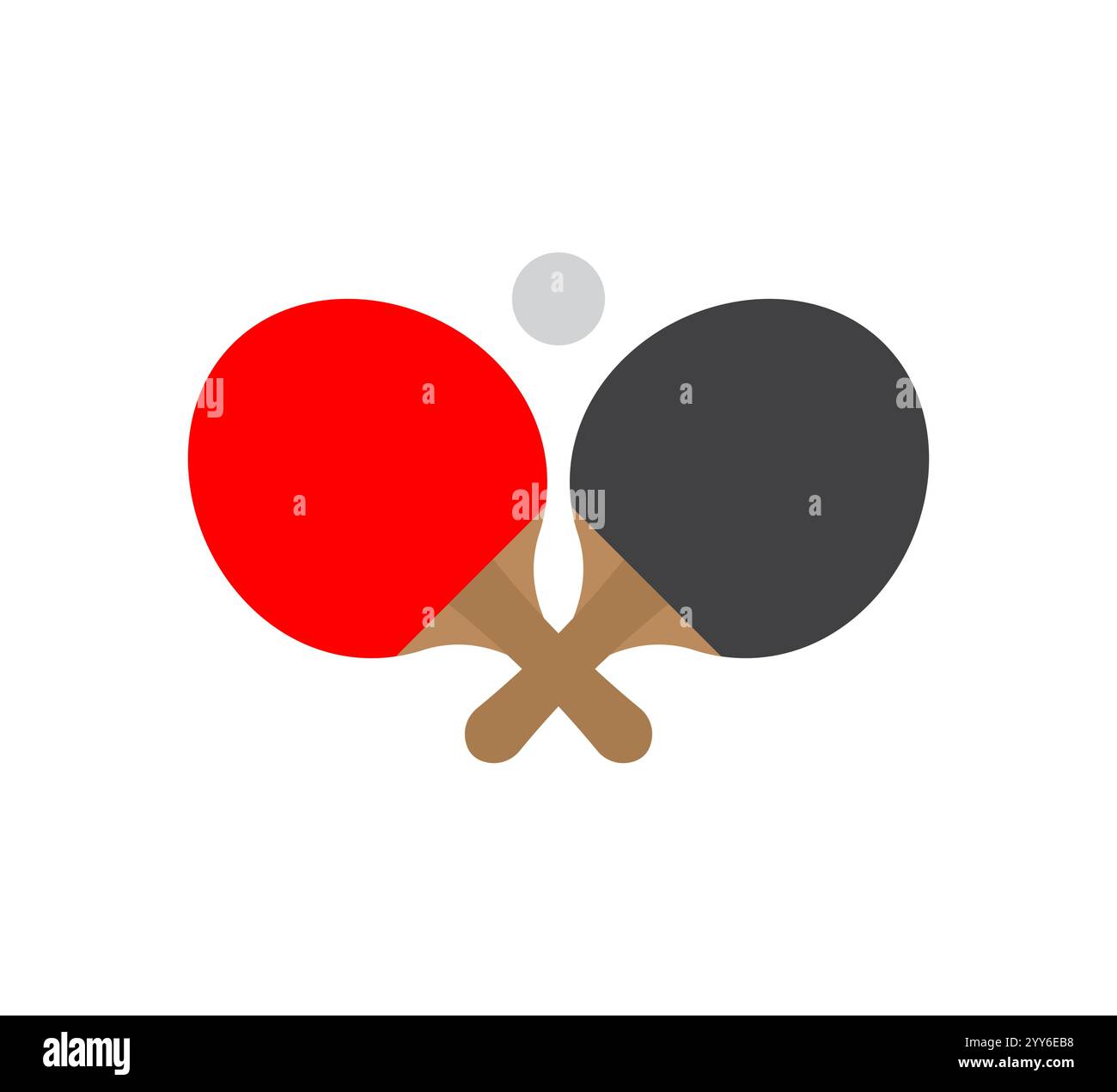 Vector flat cartoon two different color ping pong table tennis racket ...